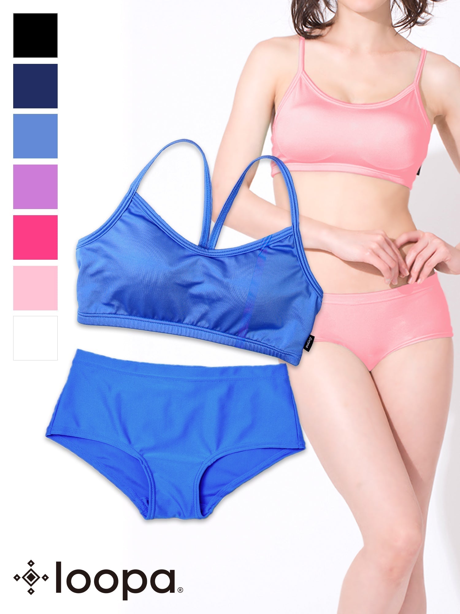 [Loopa] ルーパ シルキーファイン ブラトップ ショーツ 上下セットSilky Fine Bra Top Shorts set / スポーツブラ ショーツ インナー ヨガウェア [A ...